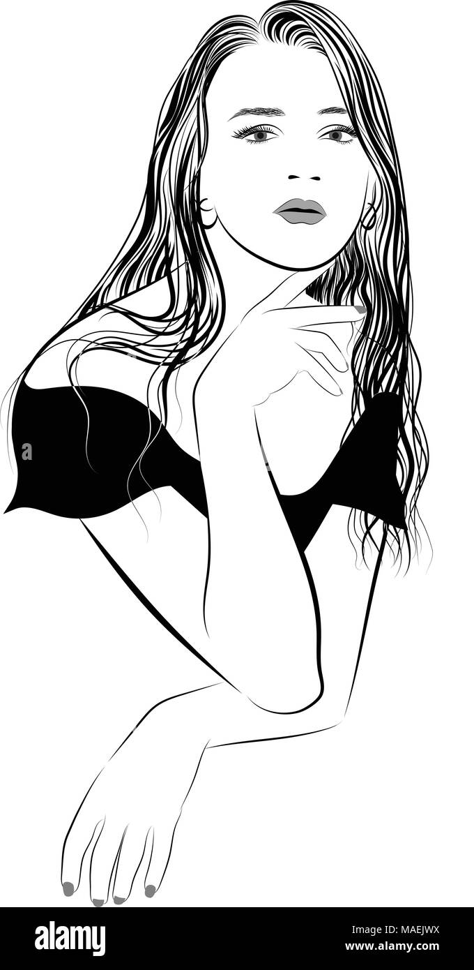 Adult bw women Stock Vector Images - Alamy