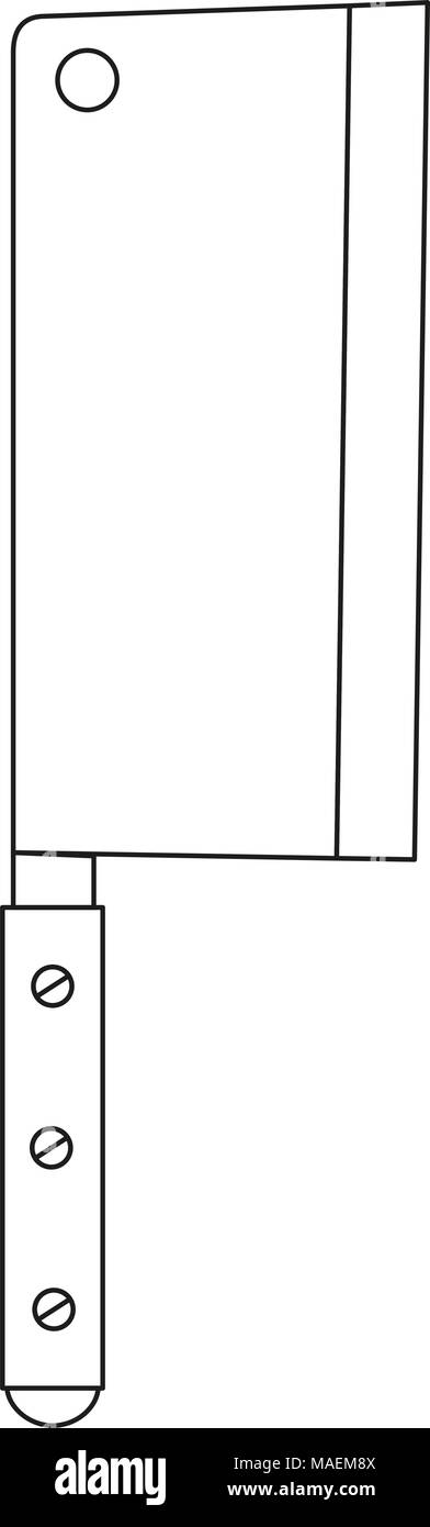 Line art black and white bbq knife. Outdoors cooking vector ...