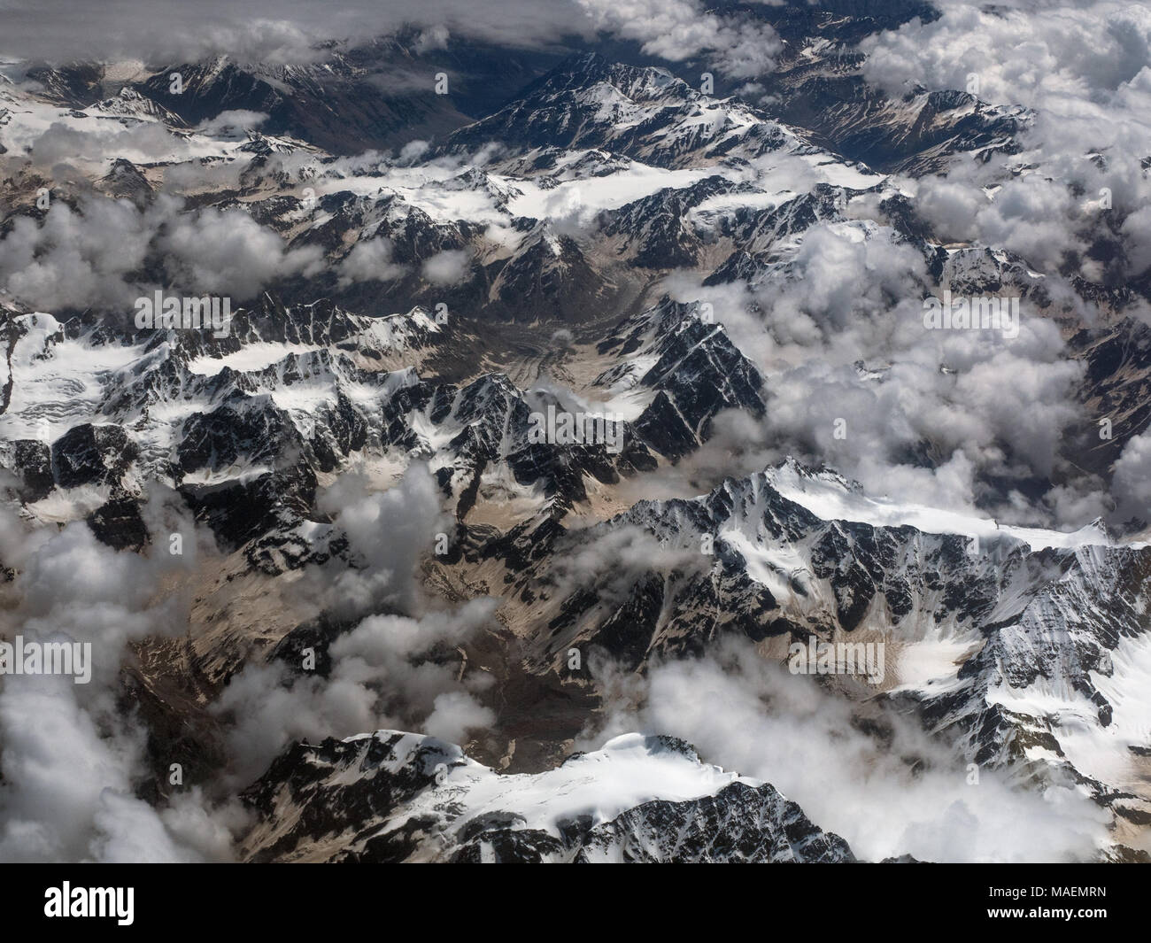 Mountain chains, a photograph from a great height: brown mountains ...