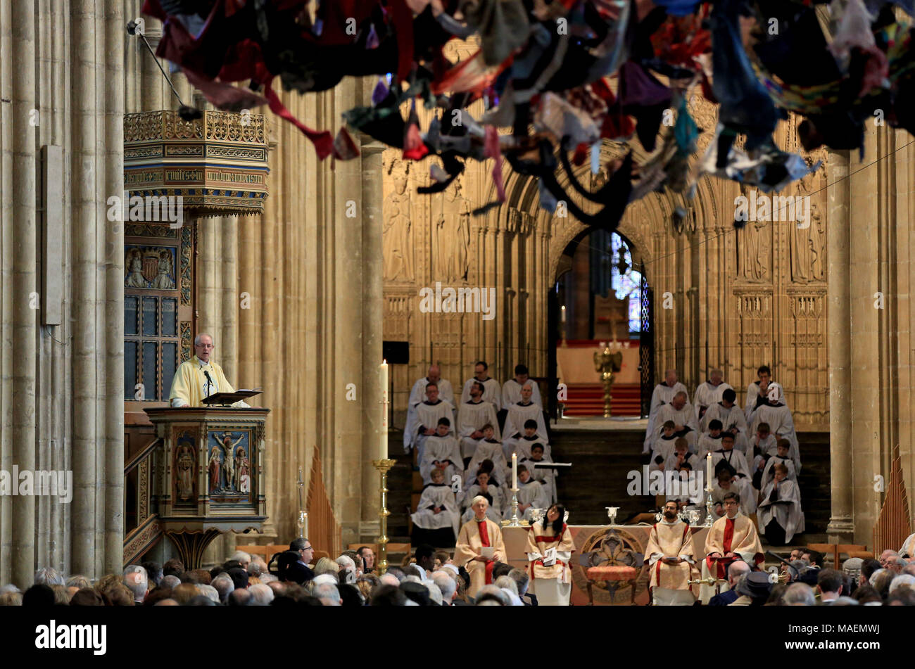 Archbishop of Canterbury Justin Welby delivers his sermon beneath ...