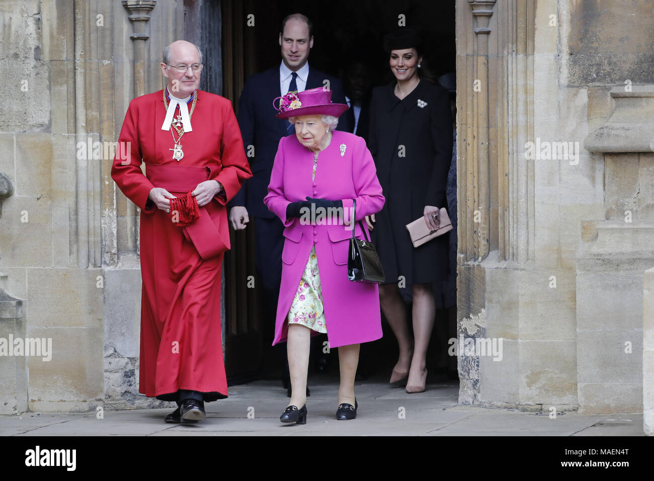The Duke and Duchess of Cambridge and Queen Elizabeth II and the Dean ...