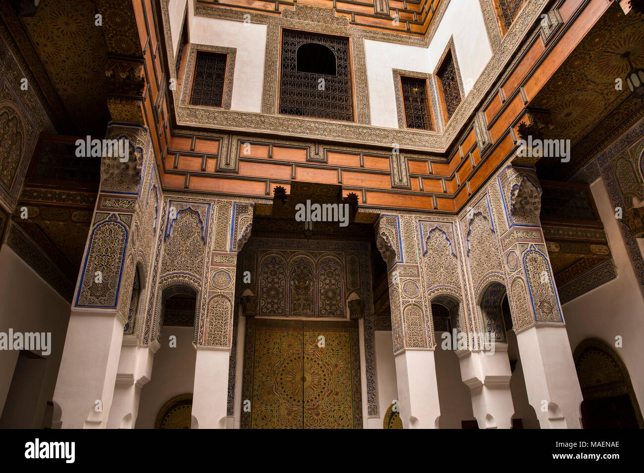 Morocco, Fes, Fes el Bali, Dar Seffarine, luxuriously refurbished Riad ...