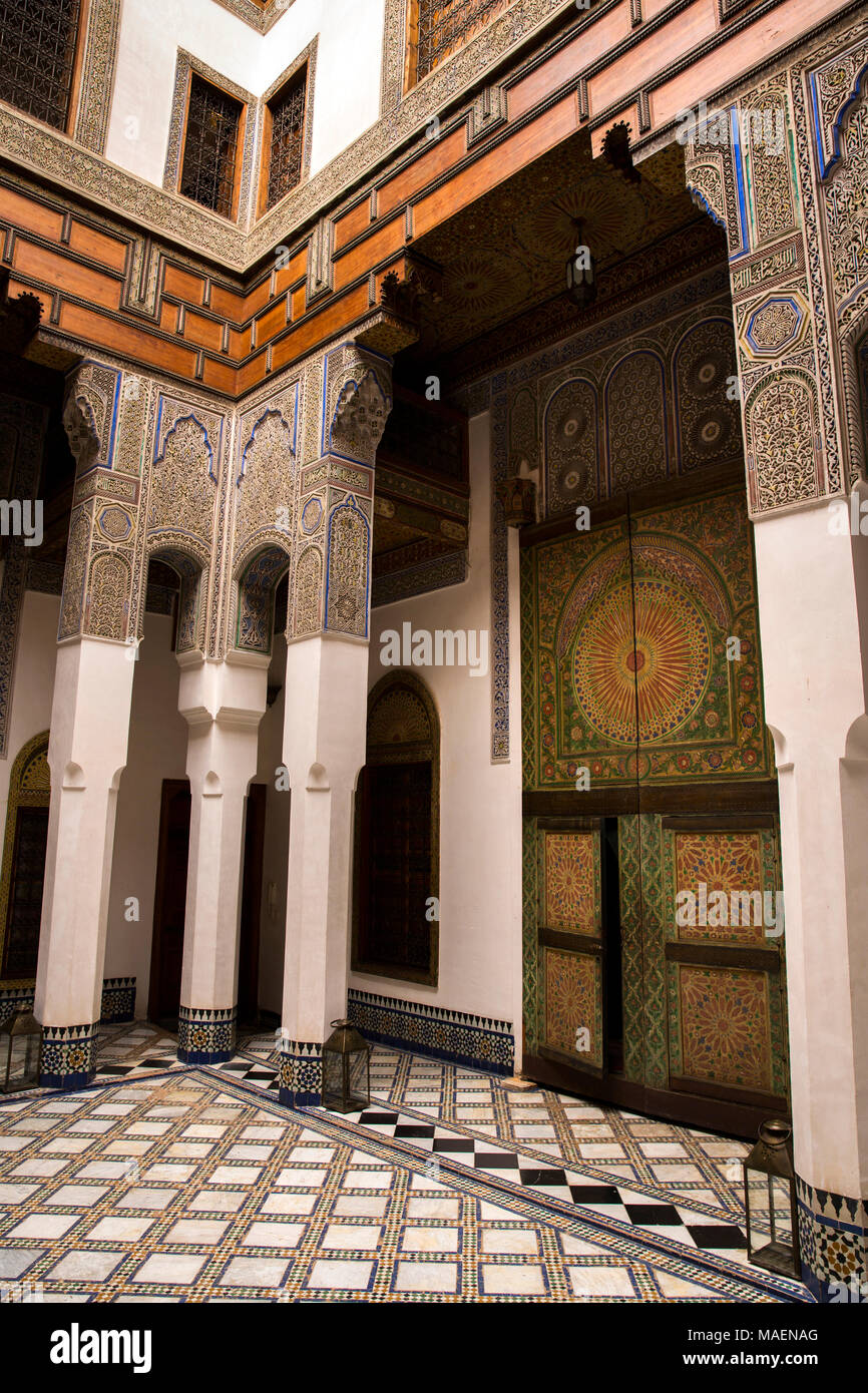 Morocco, Fes, Fes el Bali, Dar Seffarine, luxuriously refurbished Riad ...