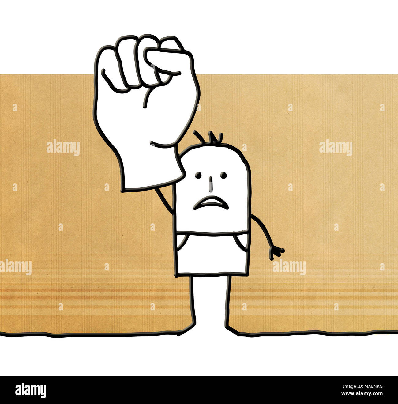 Cartoon man with raised fist Stock Photo - Alamy