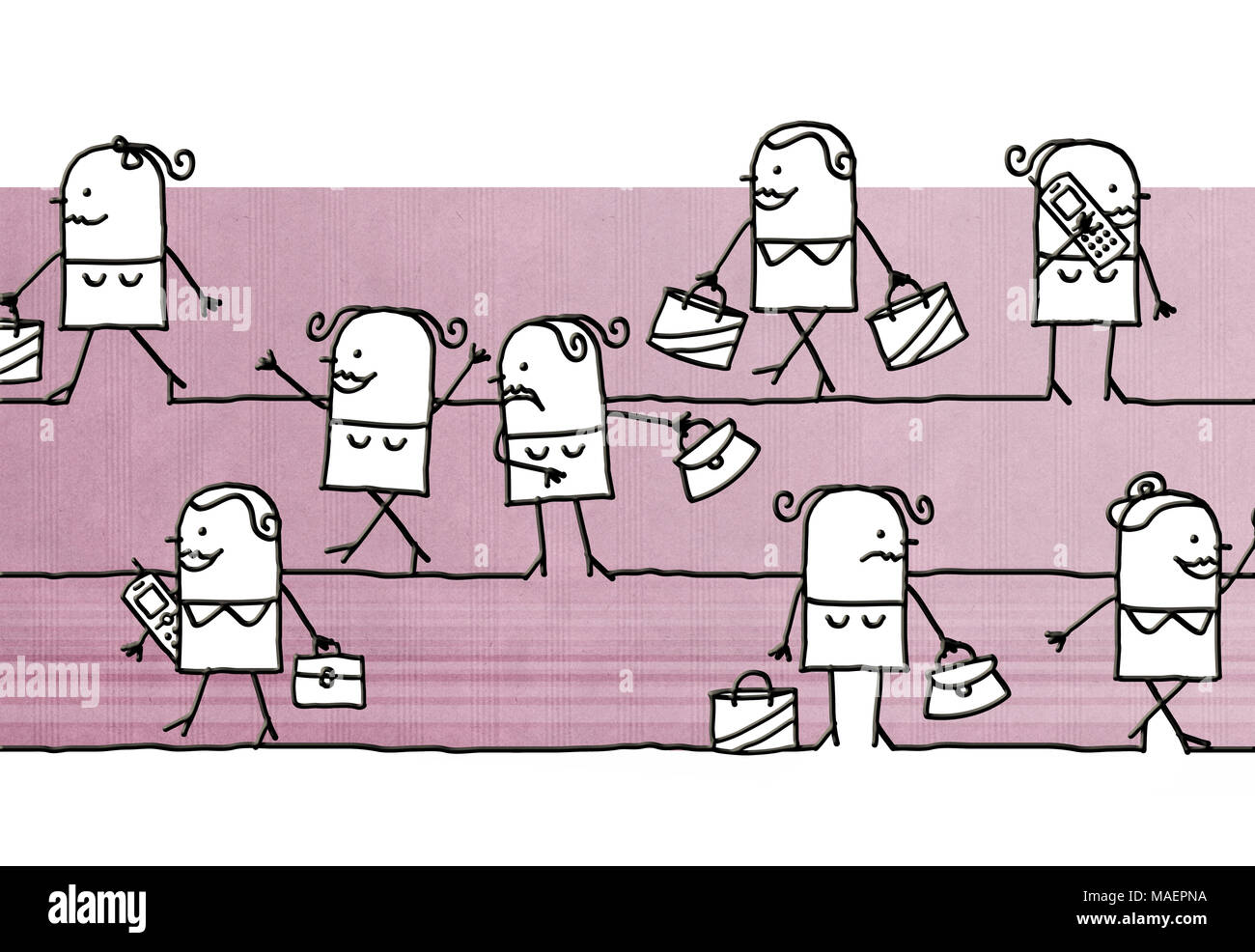 Cartoon Women Walking in the Street Stock Photo - Alamy