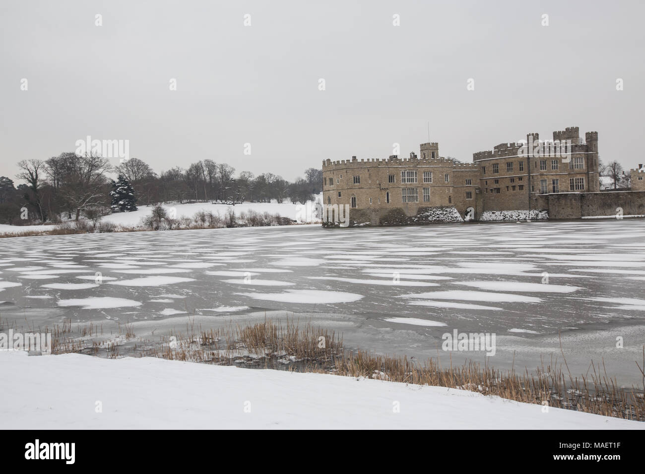 Leeds Castle in Kent in the snow Featuring: Leeds Castle Where ...