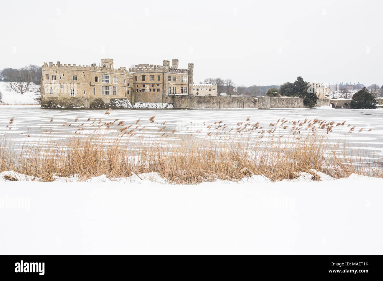 Leeds Castle in Kent in the snow Featuring: Leeds Castle Where ...
