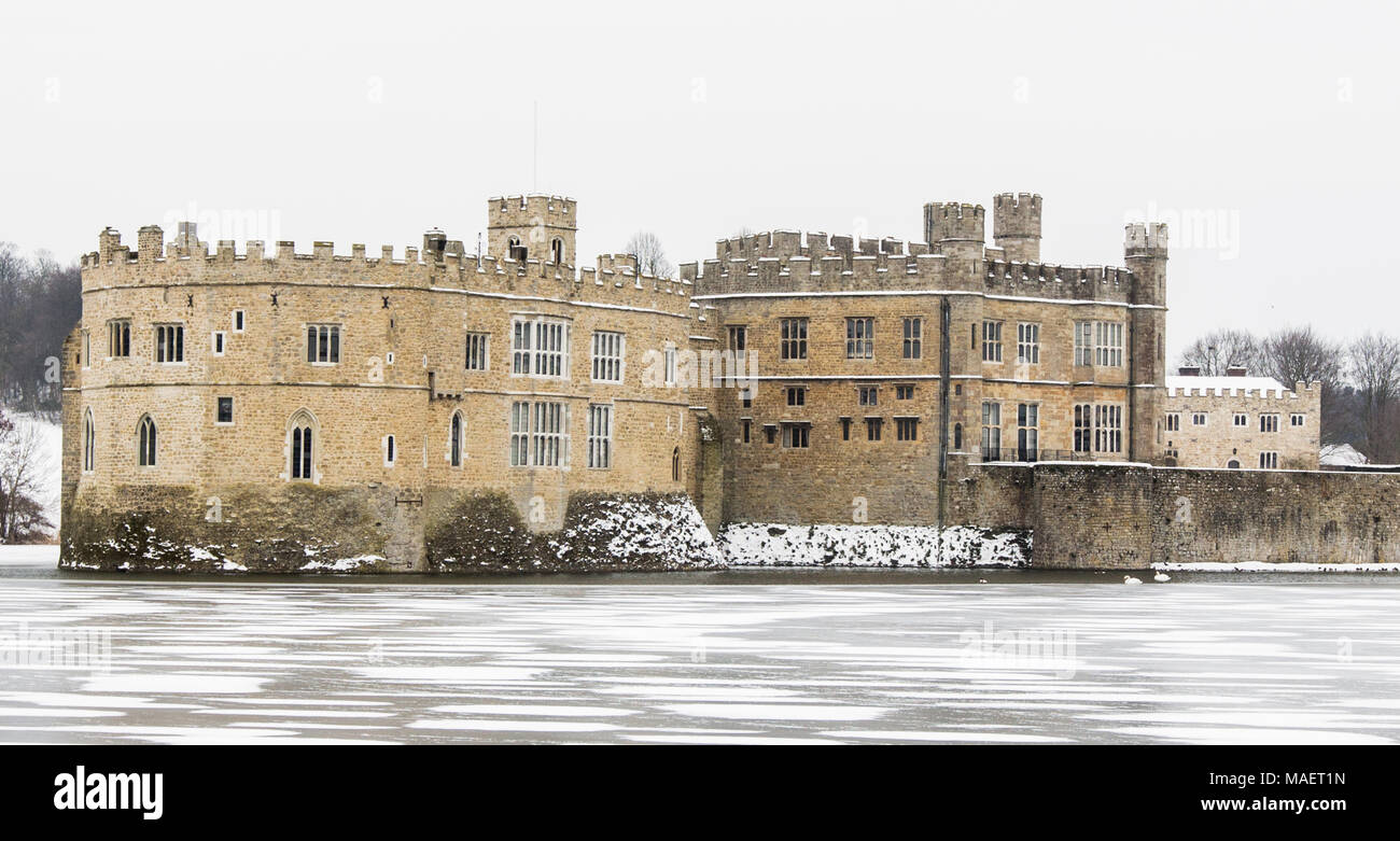 Leeds Castle in Kent in the snow Featuring: Leeds Castle Where ...