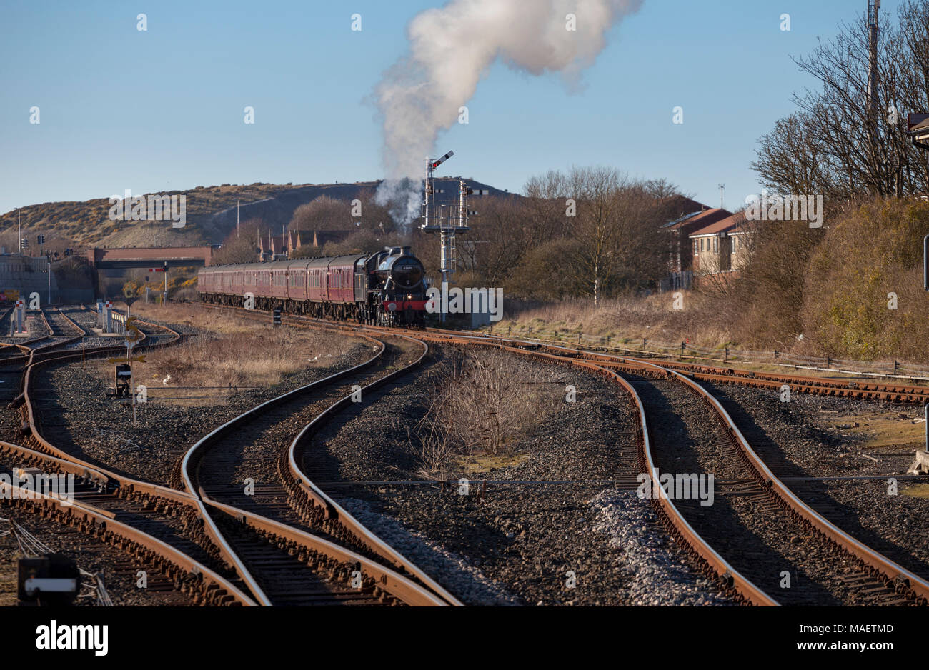 LMS Steam locomotive 45690 Leander with a Carlisle - Euston 'Cumbrian ...