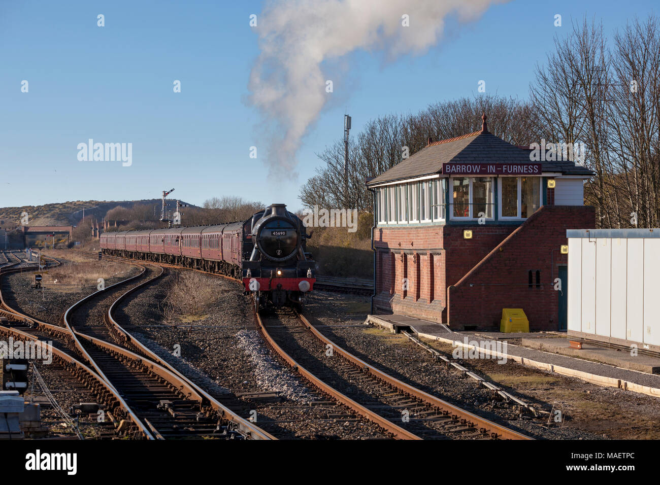 LMS Steam locomotive 45690 Leander with a Carlisle - Euston 'Cumbrian ...