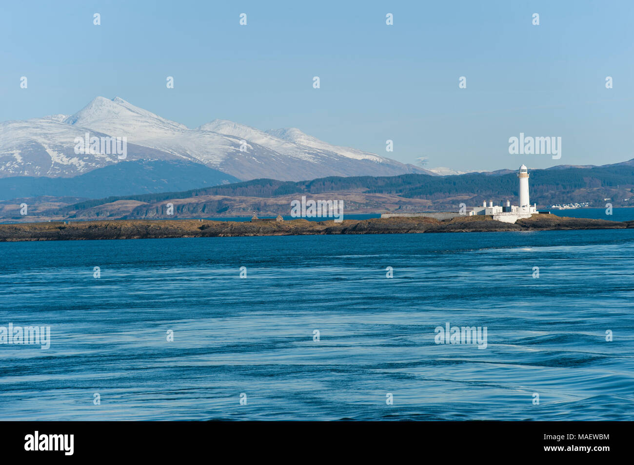 Sound of Mull Lady Isle Rock and Lighthouse on Lismore island, Scotland ...