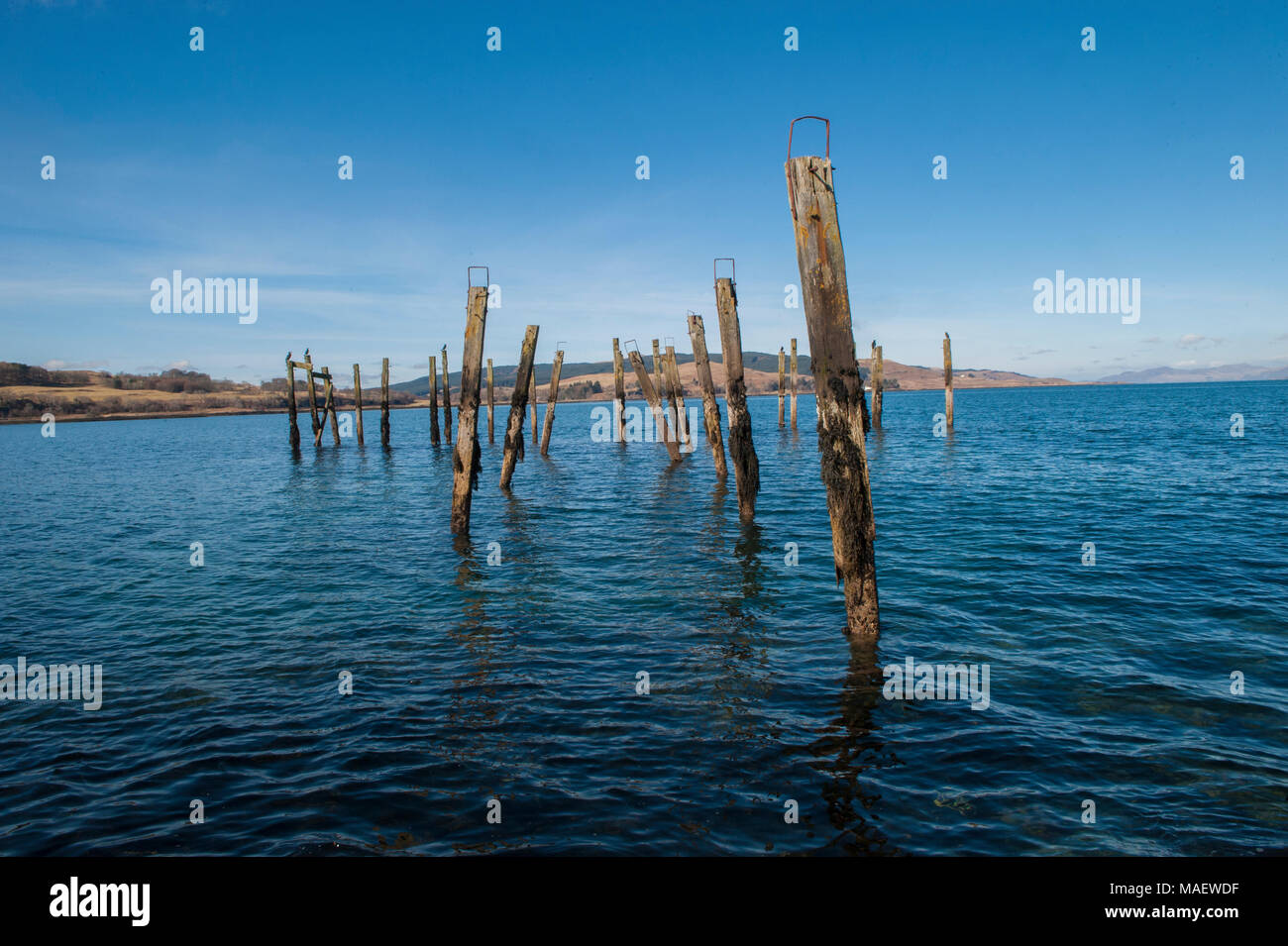 The remains of the Old Pier, Salen on the Isle of Mull Stock Photo - Alamy