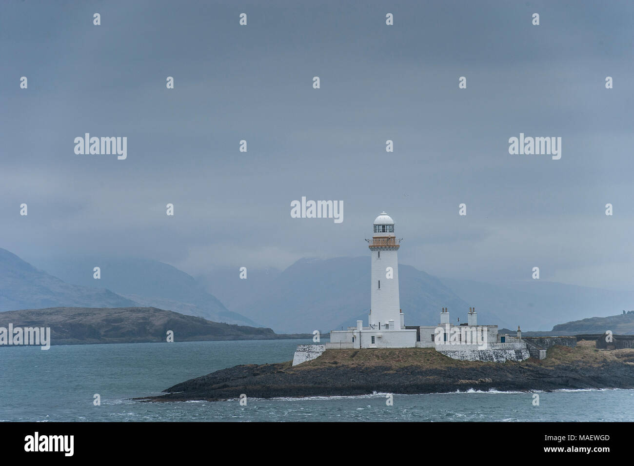 Sound of Mull Lady Isle Rock and Lighthouse on Lismore island, Scotland ...
