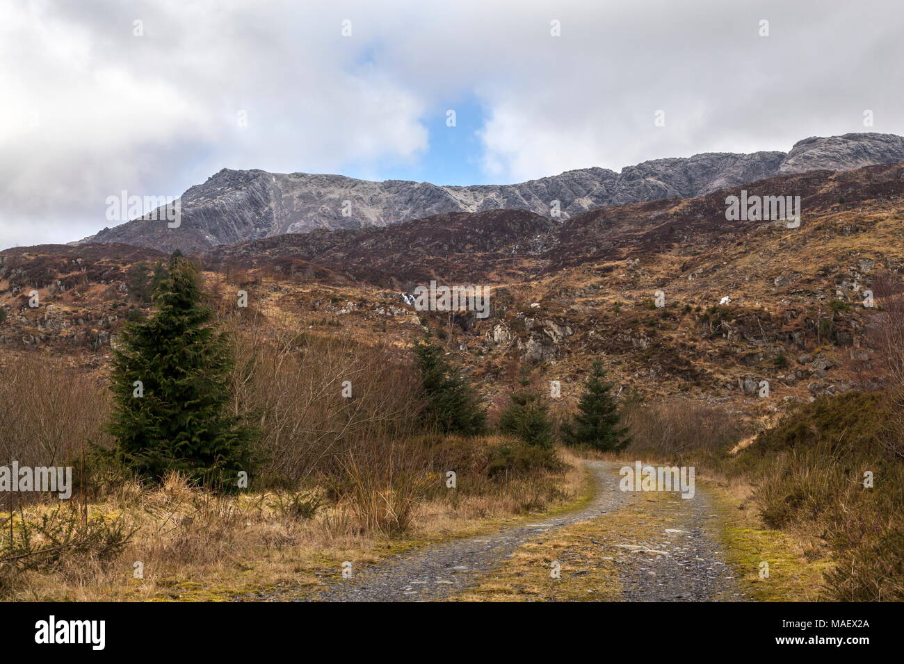 A dusting of snow can be seen on the summit of Moel Siabod, Snowdonia ...