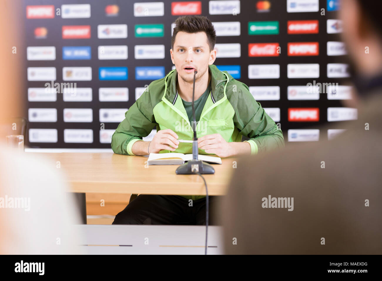 Handsome Soccer Player at Press Conference Stock Photo - Alamy