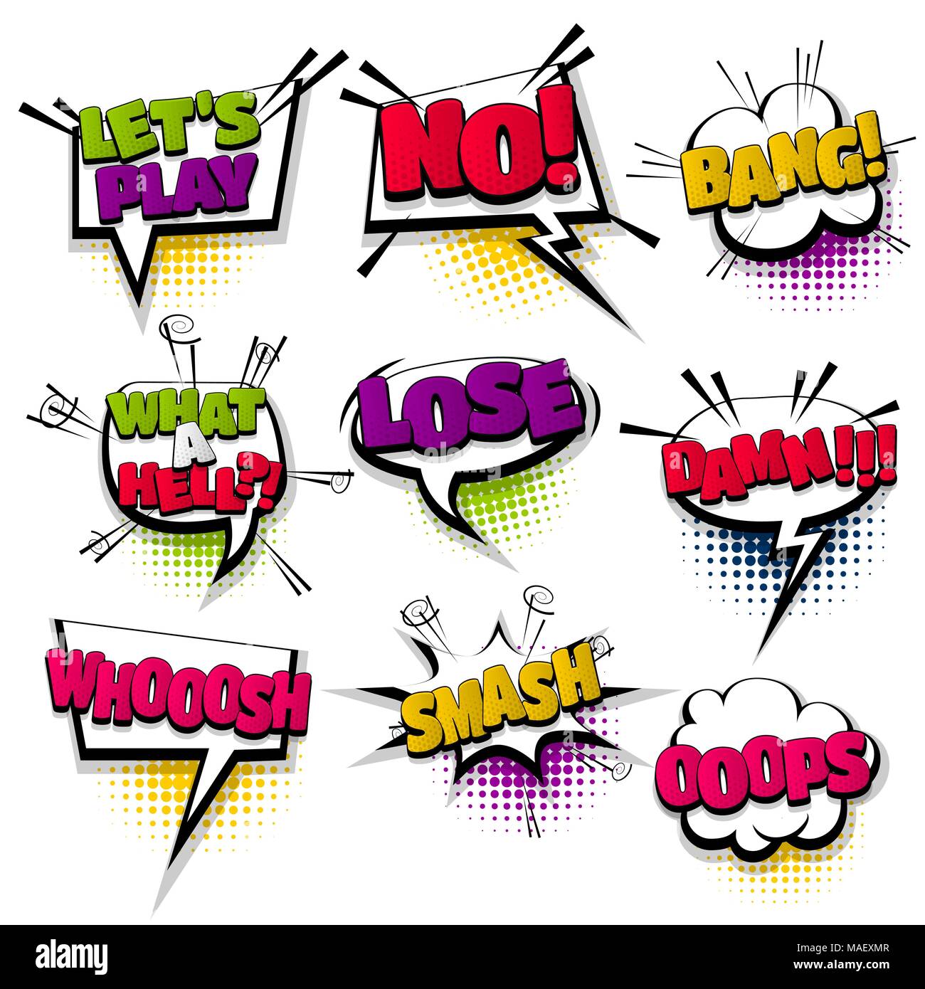 Set hand drawn effects comic speech bubbles Stock Vector Image & Art ...