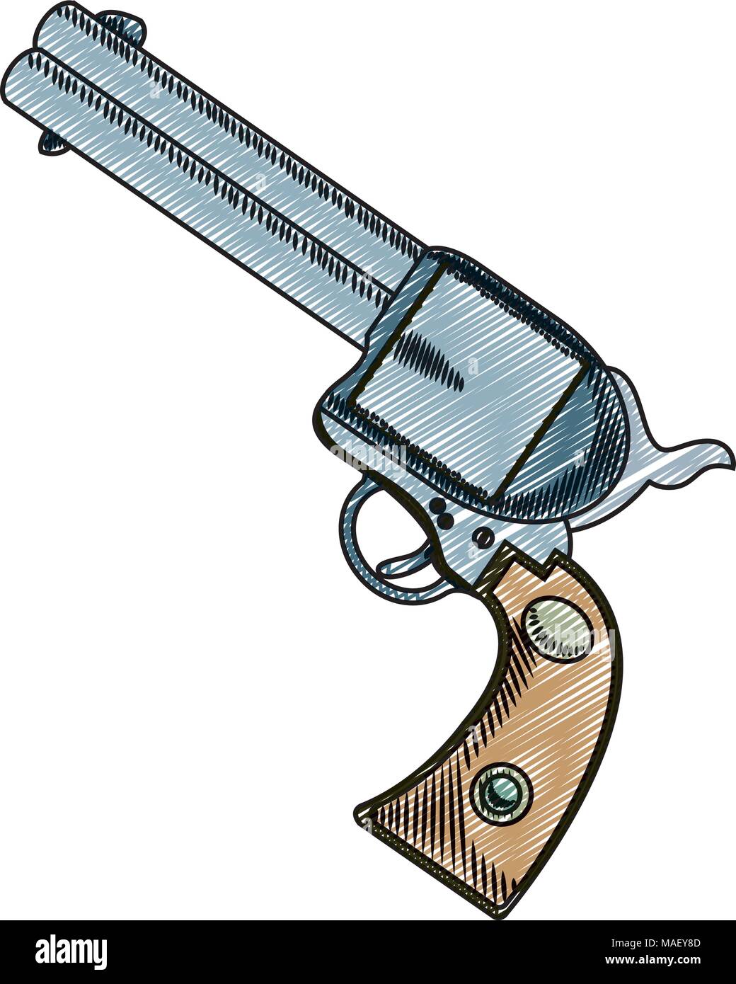 doodle darger gun army shoot fire vector illustration Stock Vector ...