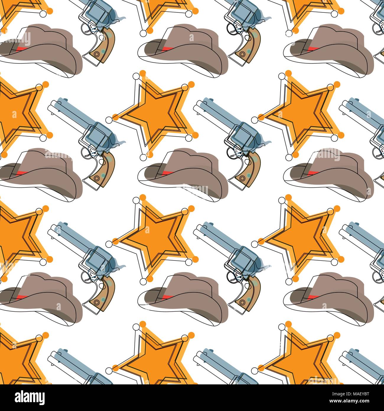 moved color star sheriff with hat and gun background vector ...
