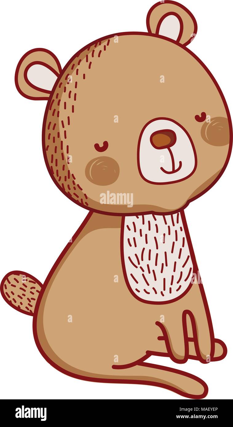 happy bear seated animal with tail vector illustration Stock Vector ...