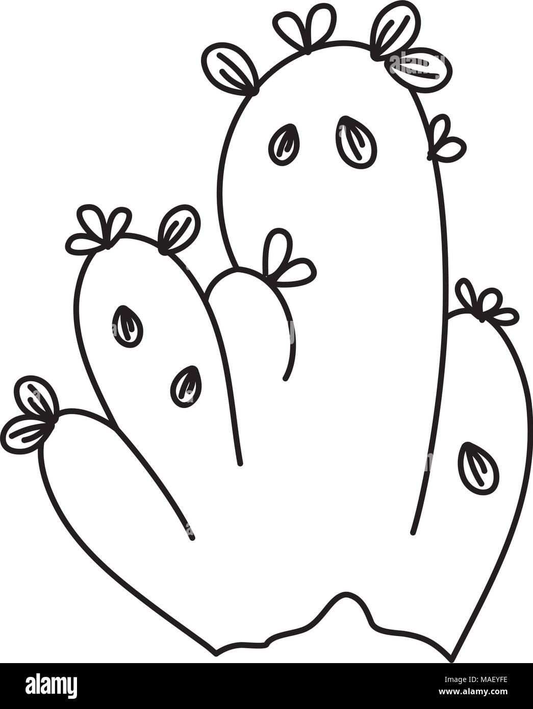 line bush plant with nature leaves design vector illustration Stock ...