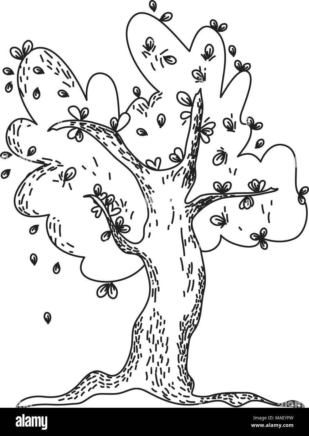 line tree with natural branches leaves design vector illustration Stock ...