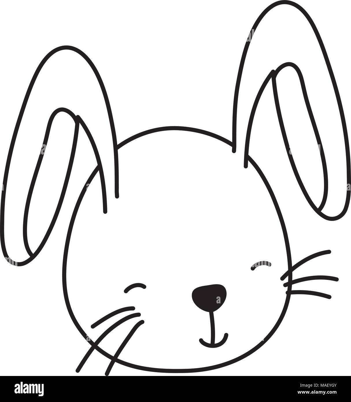 line cute rabbit head wild animal vector illustration Stock Vector ...