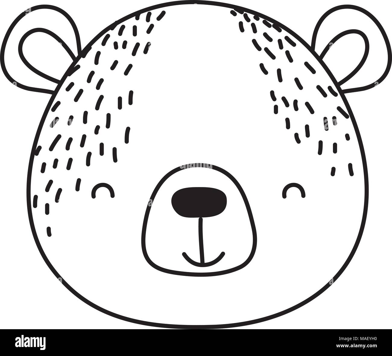line cute bear head wild animal vector illustration Stock Vector Image ...