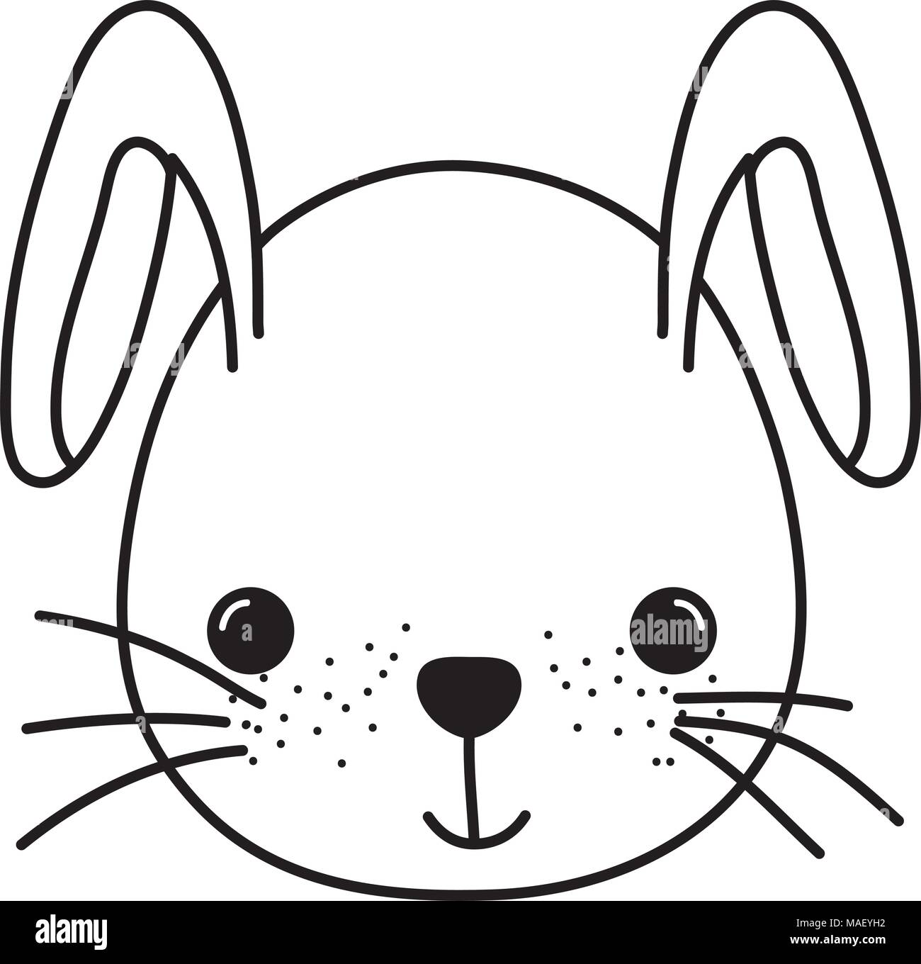 line adorable rabbit head wild animal vector illustration Stock Vector ...