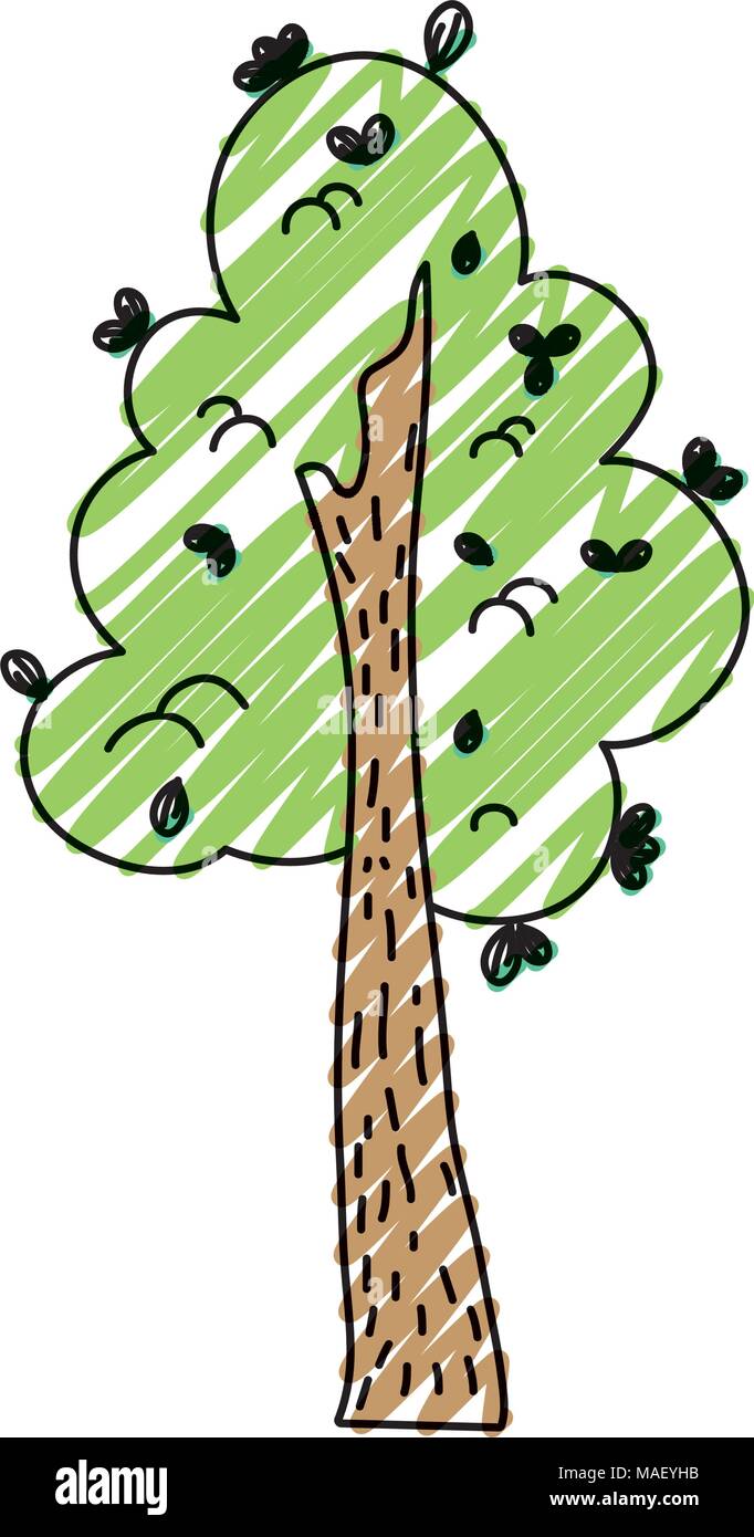 doodle natural tree with leaves design vector illustration Stock Vector ...