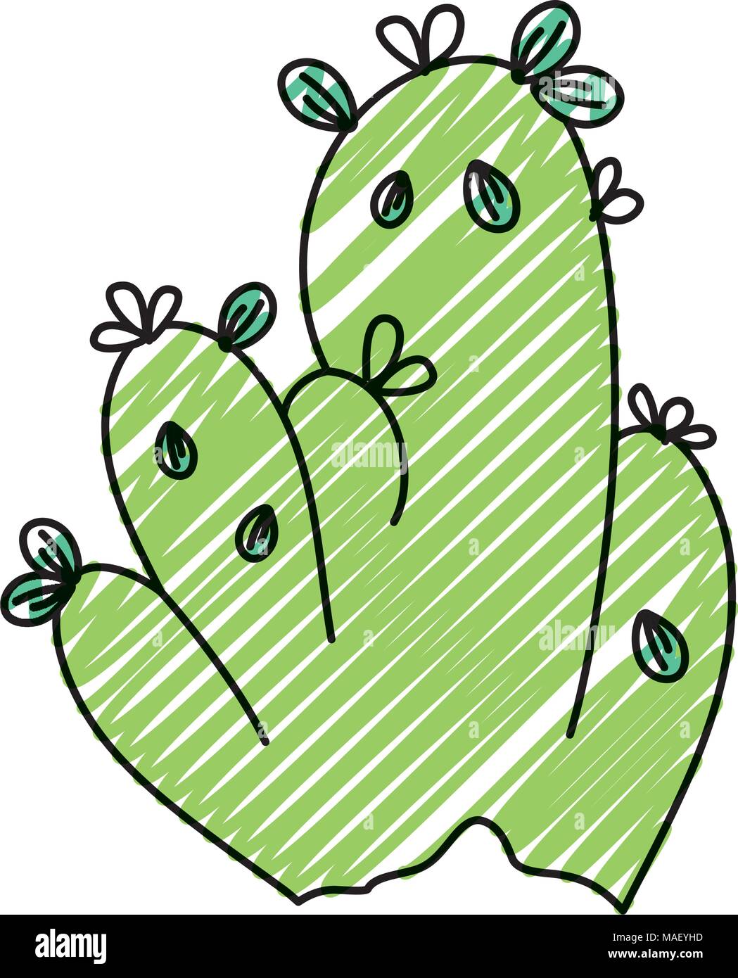 doodle bush plant with nature leaves design vector illustration Stock ...