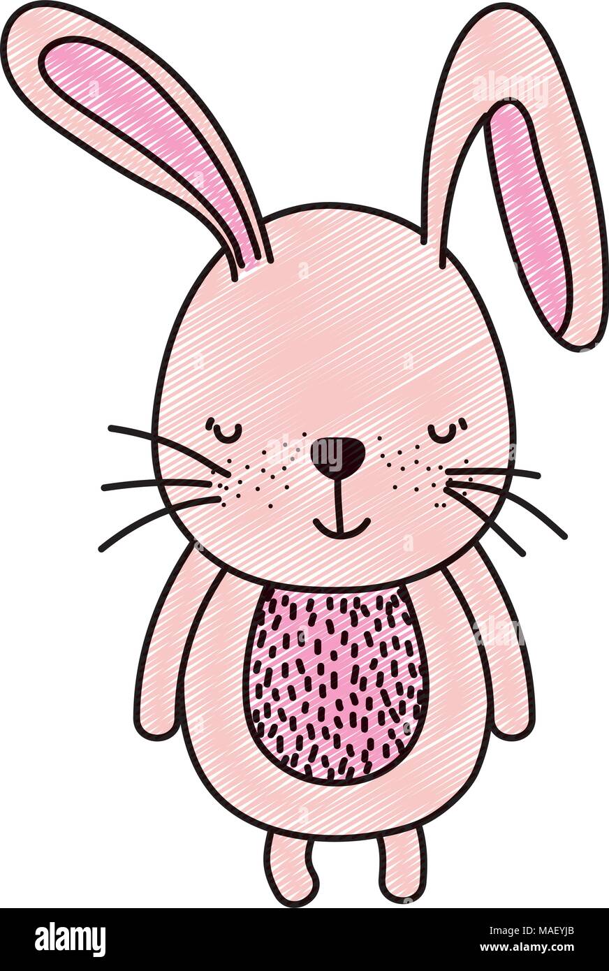 doodle happy rabbit wild cute animal vector illustration Stock Vector ...