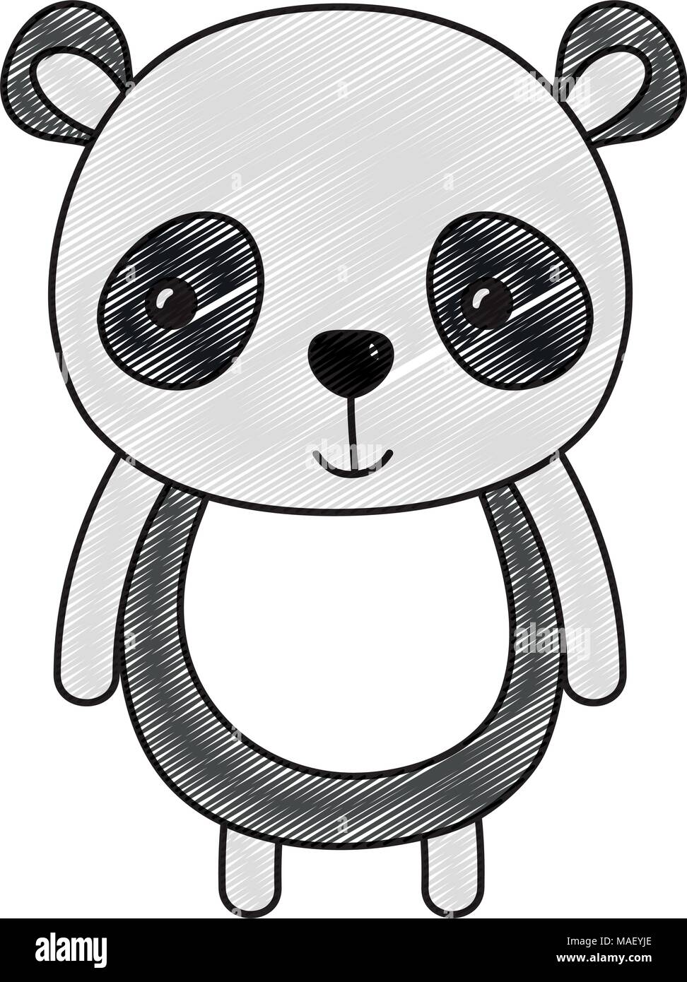 doodle happy panda wild cute animal vector illustration Stock Vector ...