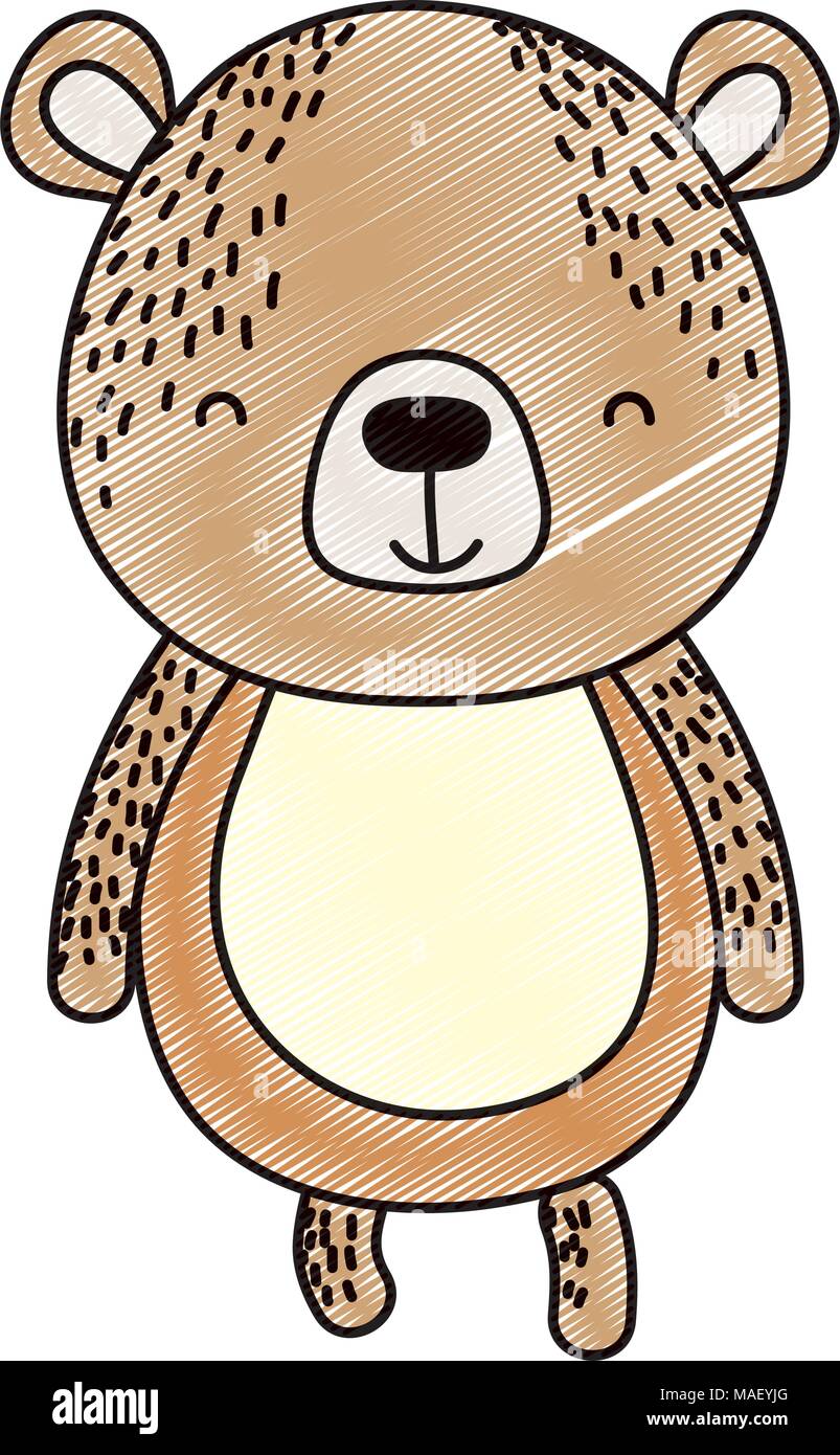 doodle happy bear wild cute animal vector illustration Stock Vector ...