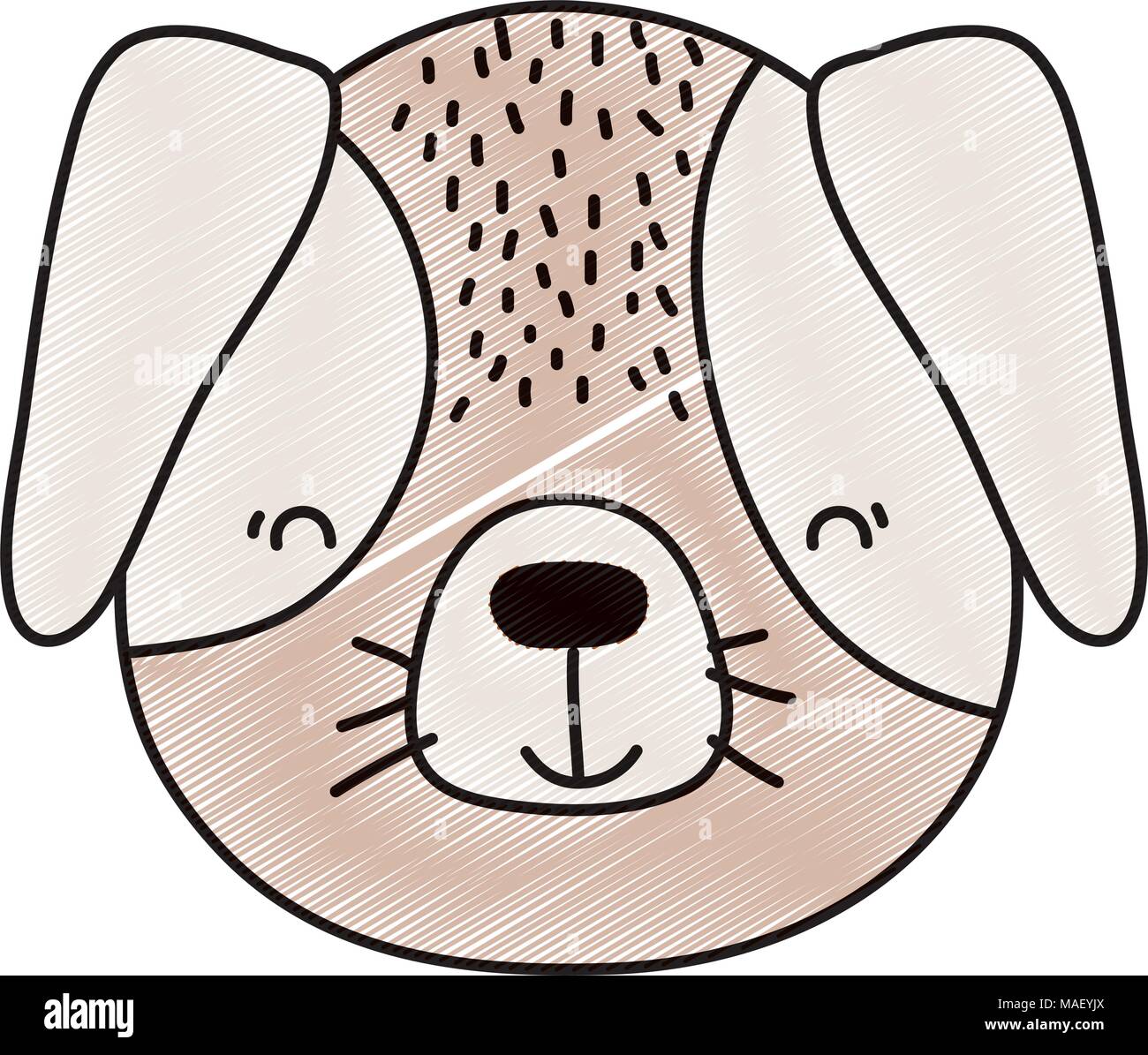 doodle adorable and happy dog head animal vector illustration Stock ...