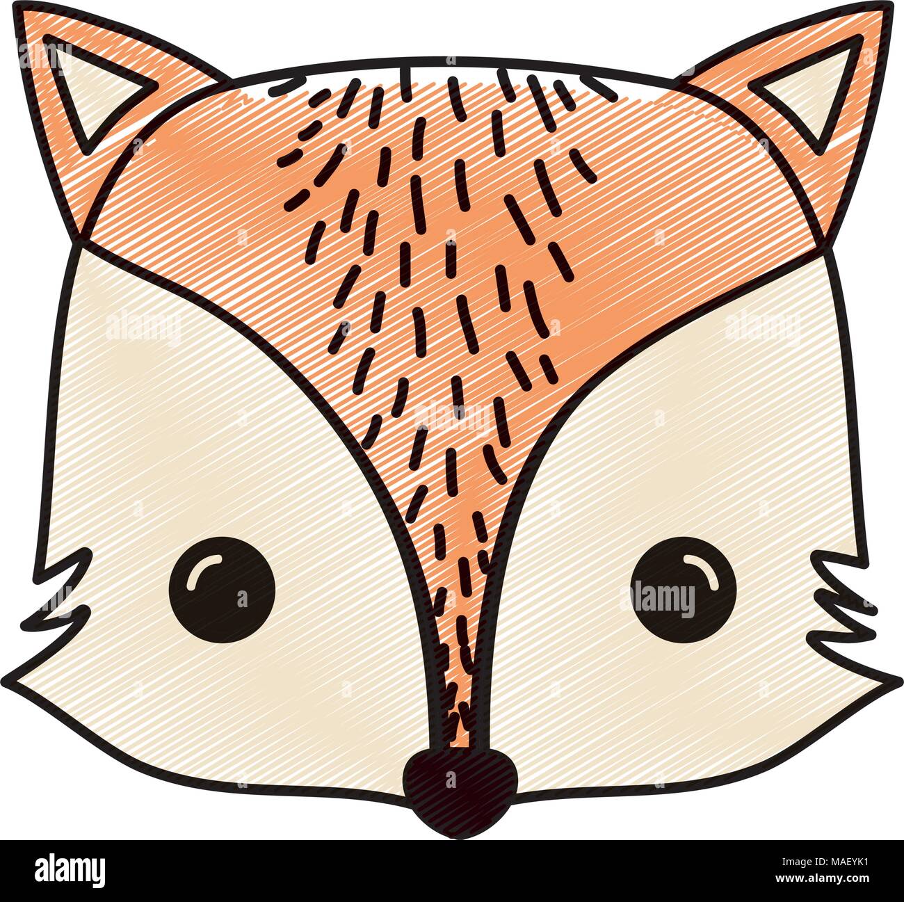 doodle adorable fox head wild animal vector illustration Stock Vector ...