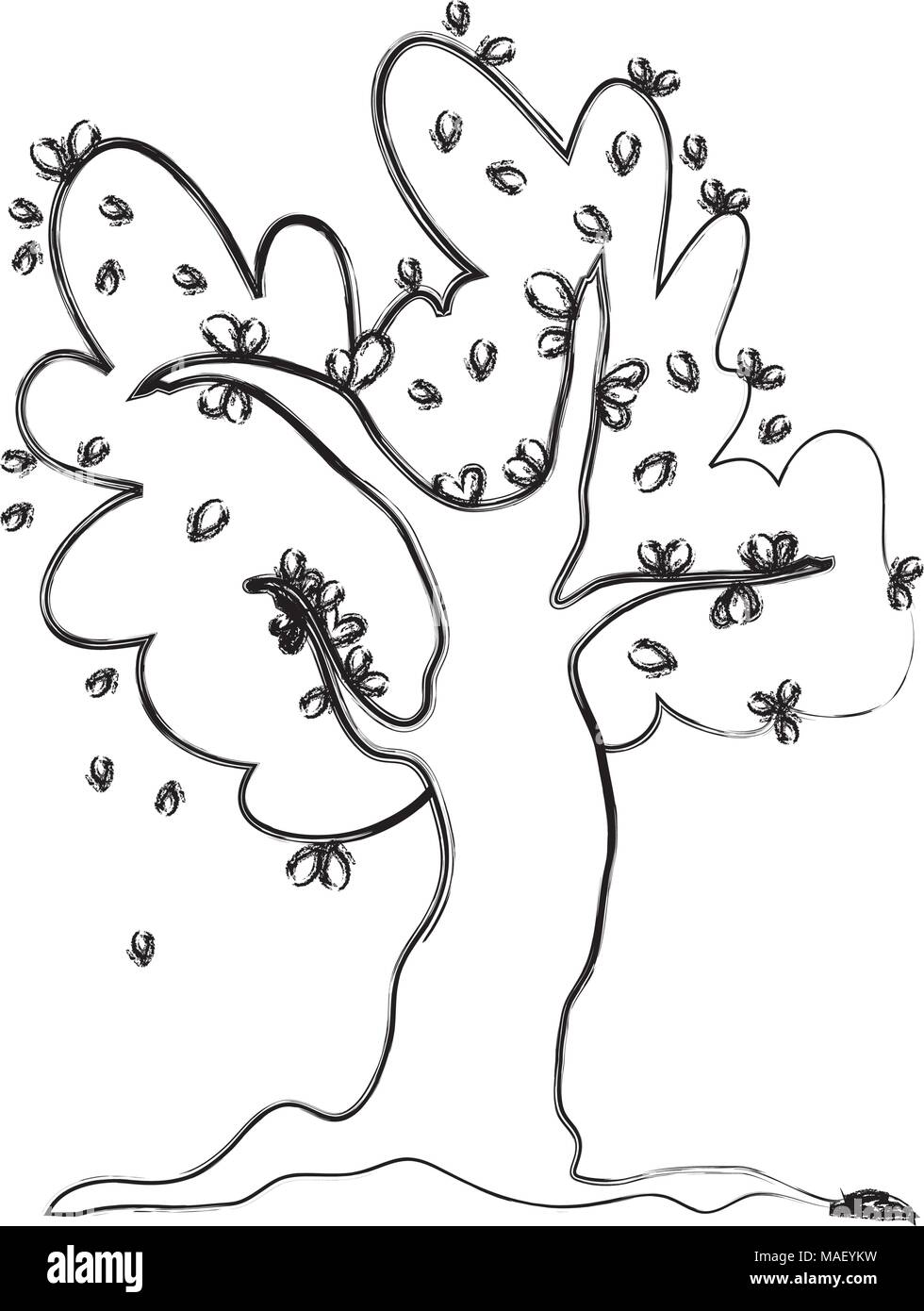grunge tree with natural branches leaves design vector illustration ...
