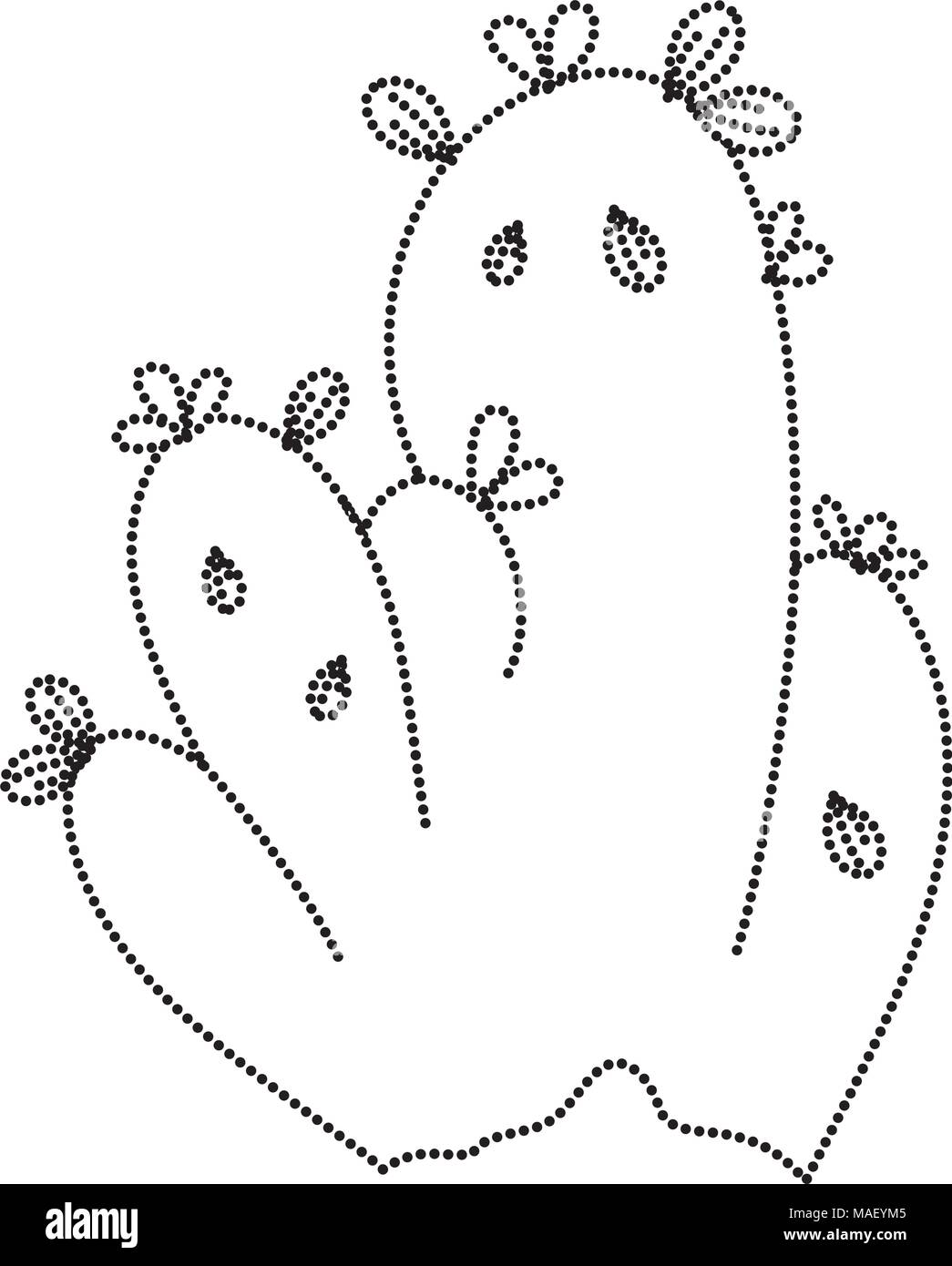 dotted shape bush plant with nature leaves design vector illustration ...