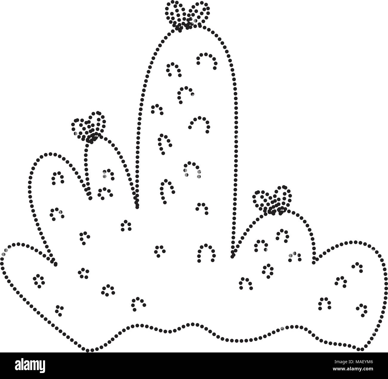 dotted shape nature bush plant with leaves design vector illustration ...