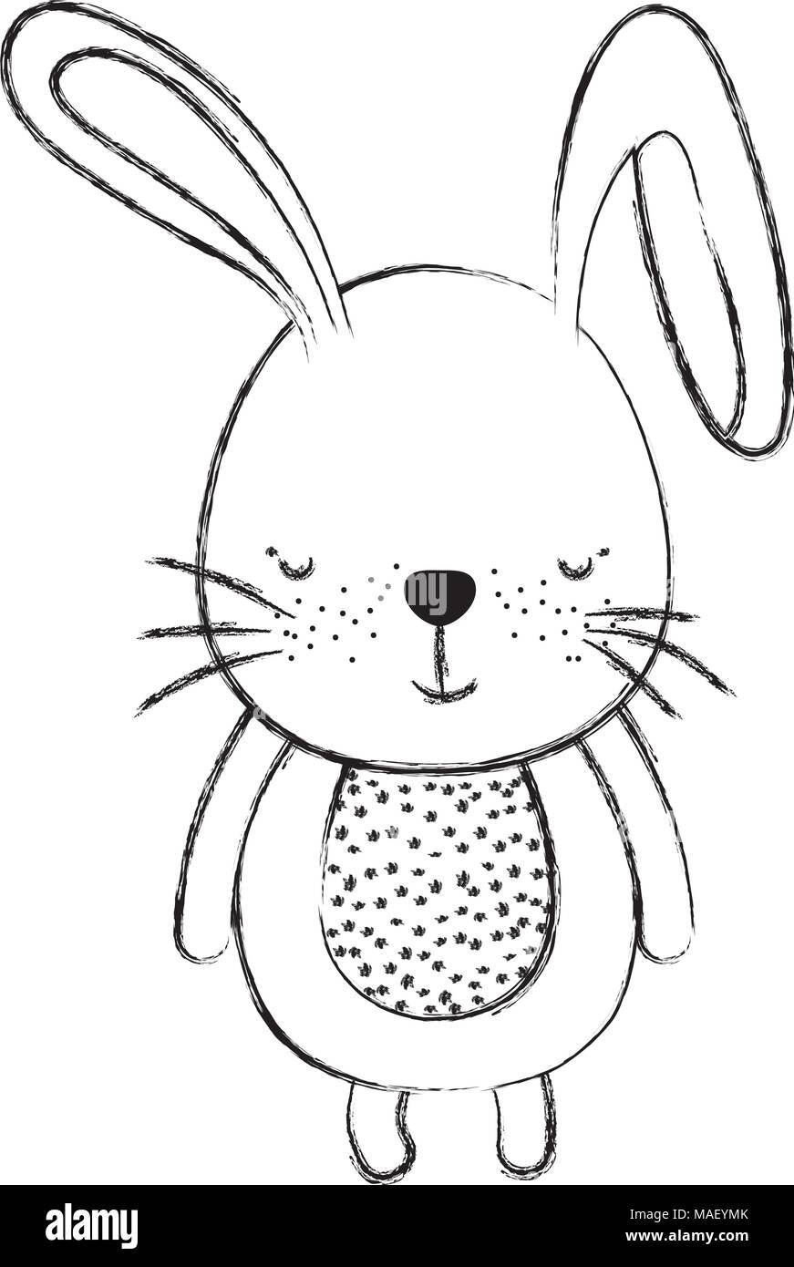 grunge happy rabbit wild cute animal vector illustration Stock Vector ...