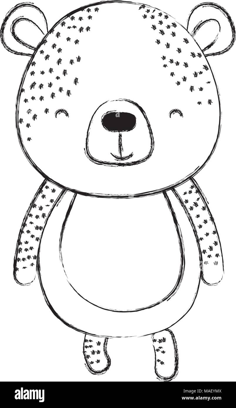 grunge happy bear wild cute animal vector illustration Stock Vector ...