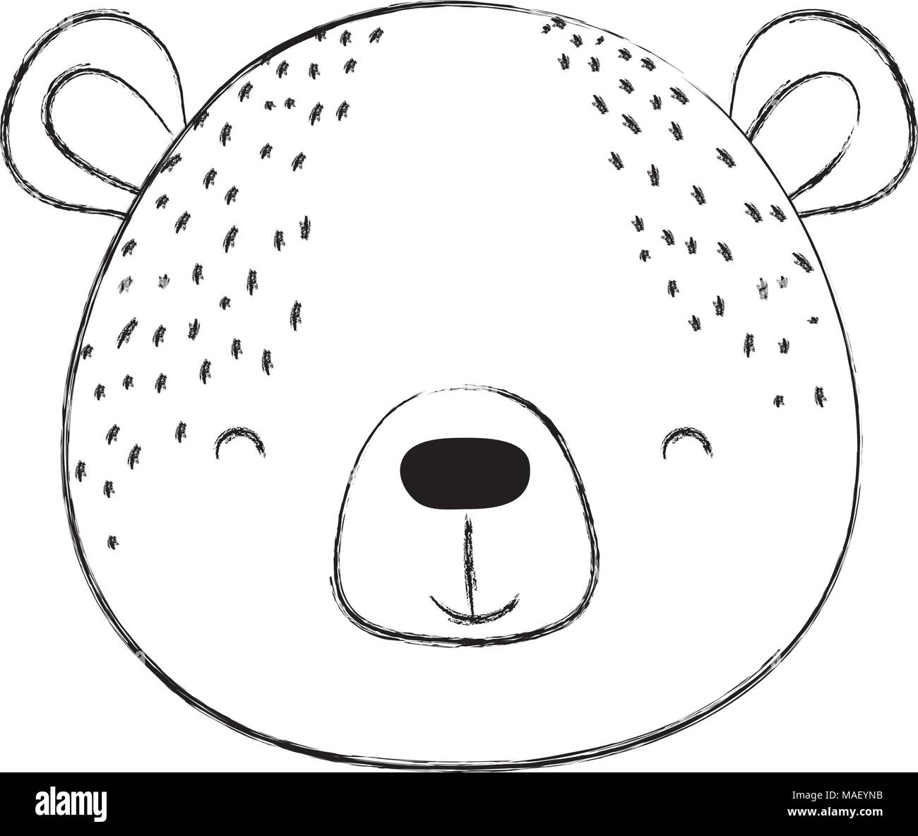 grunge cute bear head wild animal vector illustration Stock Vector ...