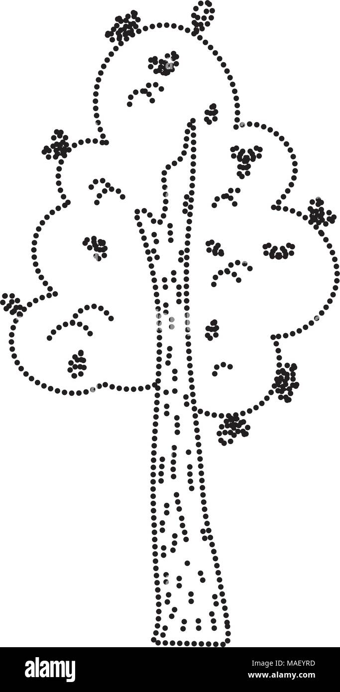 dotted shape natural tree with leaves design vector illustration Stock ...