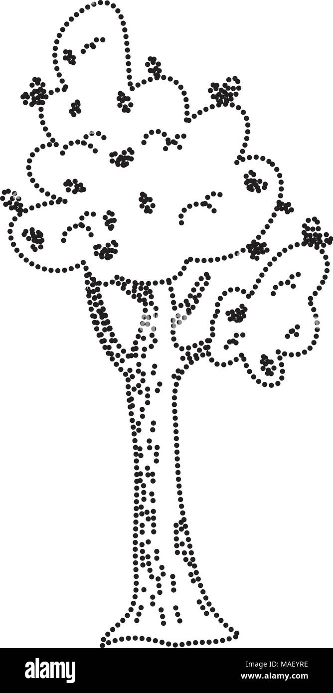 dotted shape natural tree leaves with branches design vector ...