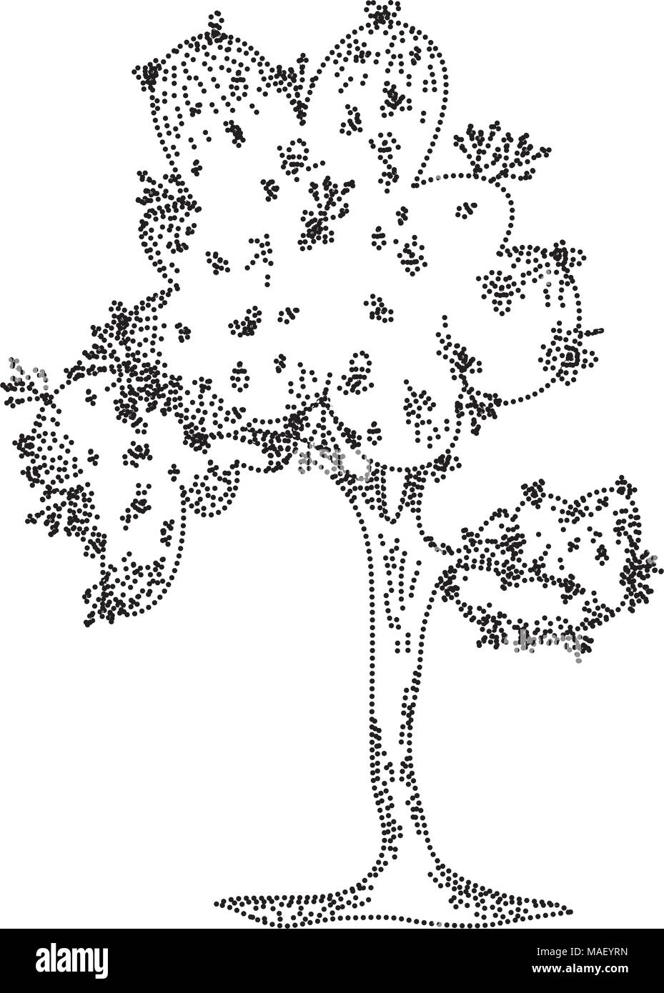 dotted shape natural tree with leves branches design vector ...