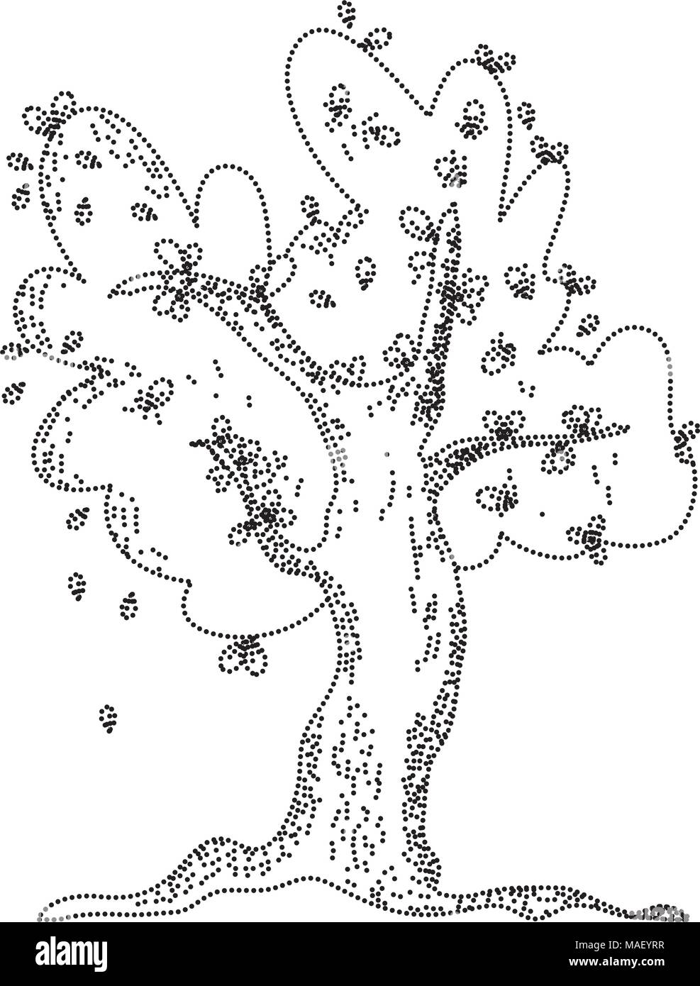 dotted shape tree with natural branches leaves design vector ...