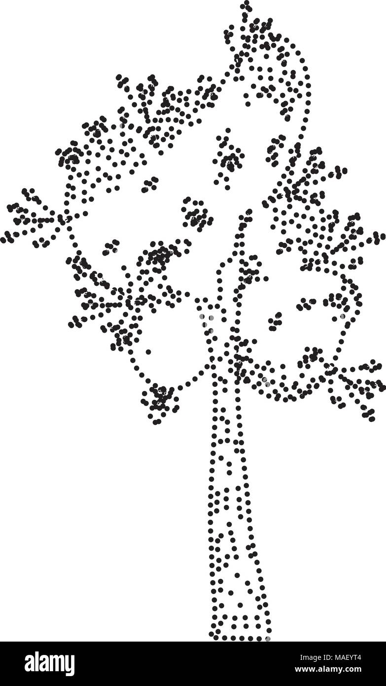 dotted shape tropical tree with stem and natural leaves vector ...