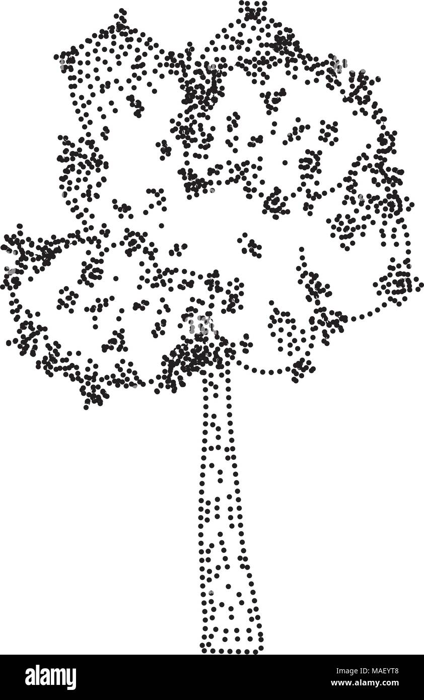 dotted shape tree with natural stem and tropical leaves vector ...