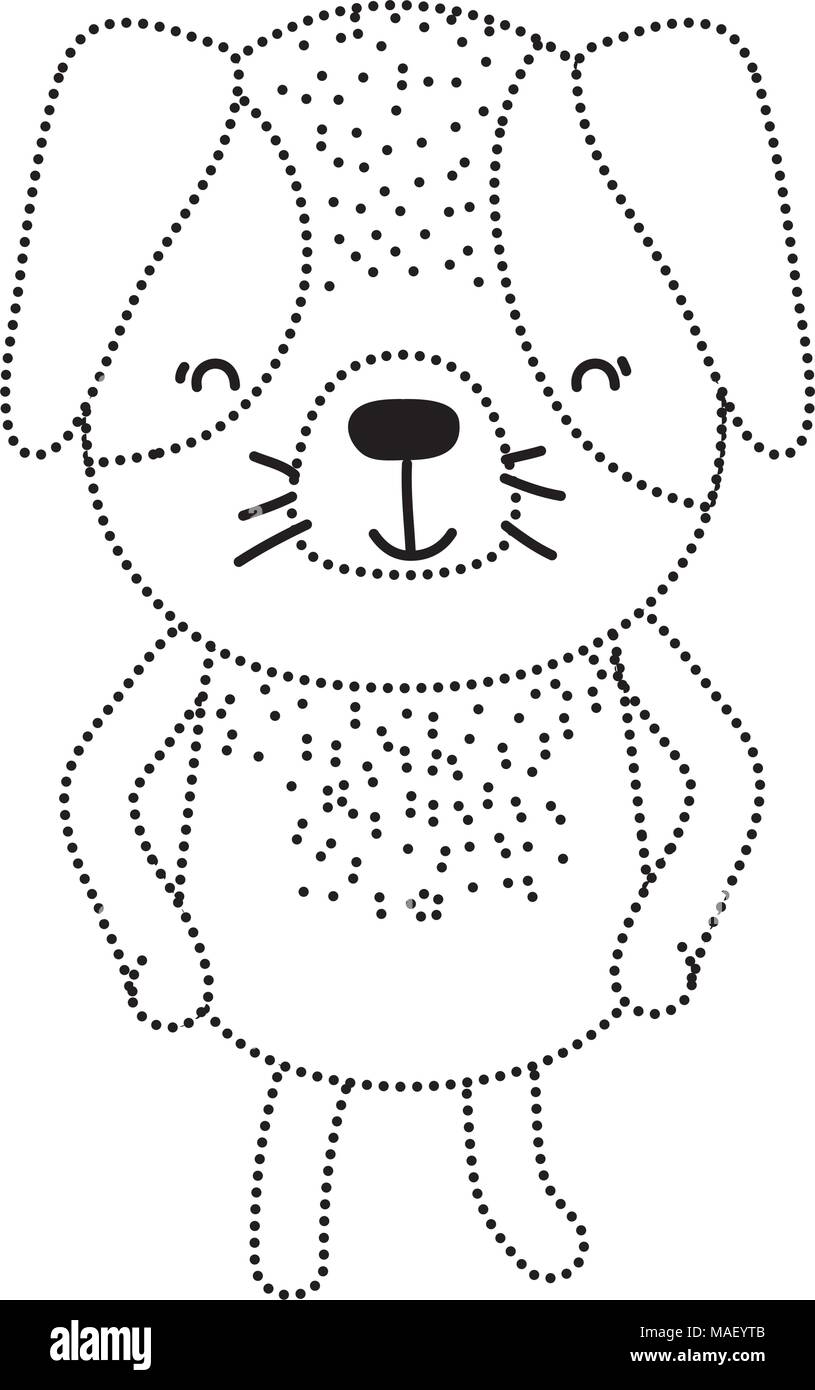 dotted shape happy and adorable dog animal character vector ...