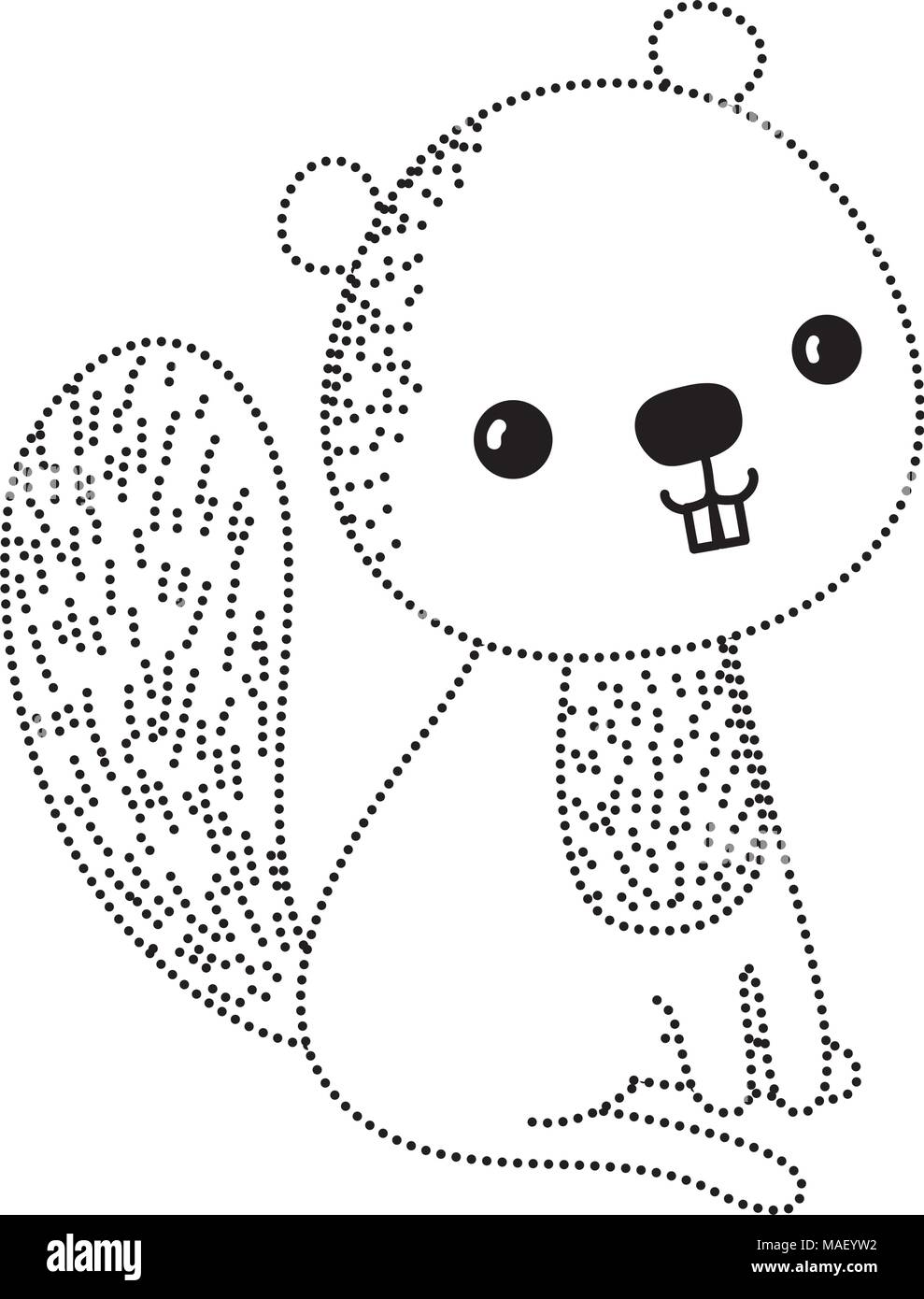dotted shape happy beaver seated animal with tail vector illustration ...