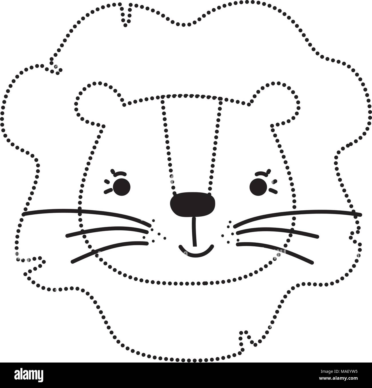 dotted shape cute lion head wild animal vector illustration Stock ...